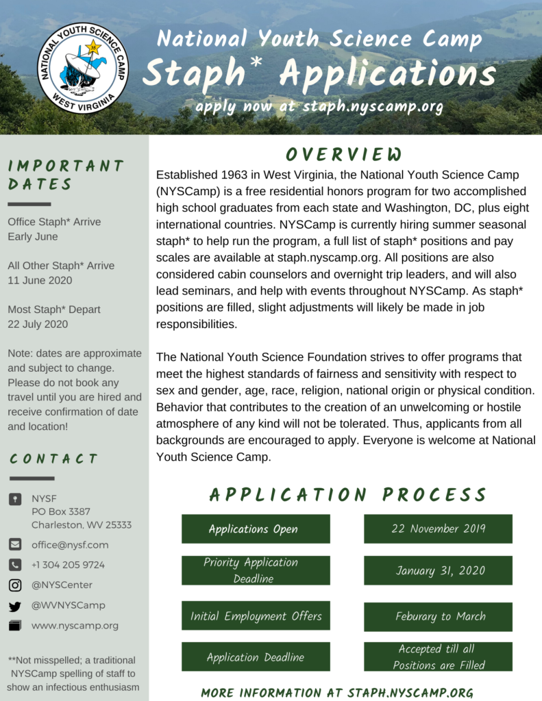 NYSCamp-Staph-Applications – National Youth Science Academy